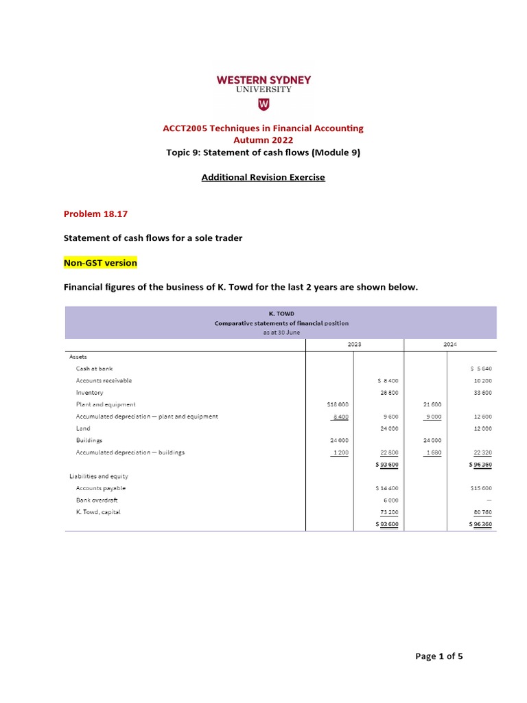 Topic 9 Additional Revision Exercise | PDF | Cash Flow Statement | Cash
