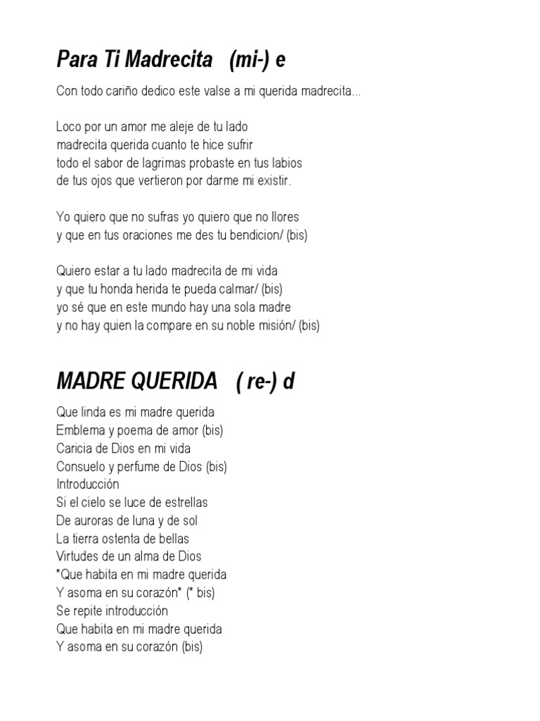Letras Dia de La Madre | PDF | Oración