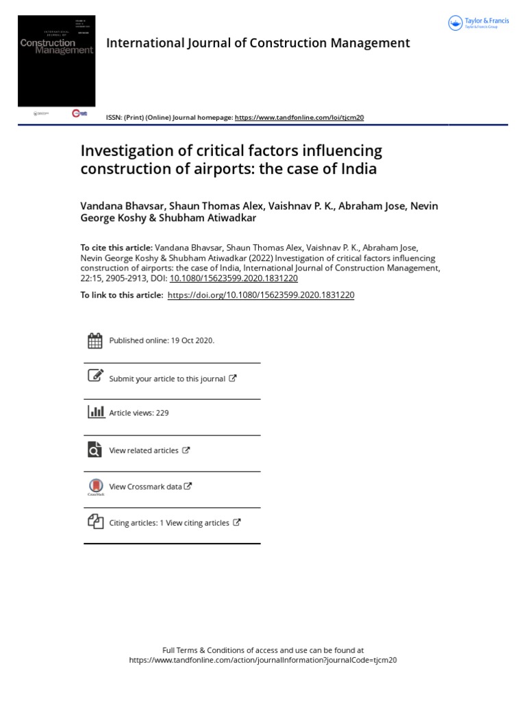 Investigation of Critical Factors Influencing Construction of Airports ... Investigation of Critical Factors Influencing Construction of Airports ...