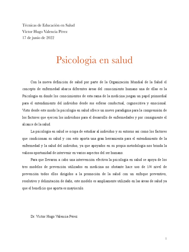 Psicologia de la salud | PDF