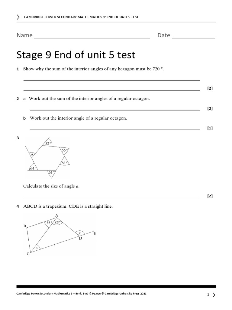 Unit 5 End-Of-Unit Test | PDF | Rectangle | Triangle