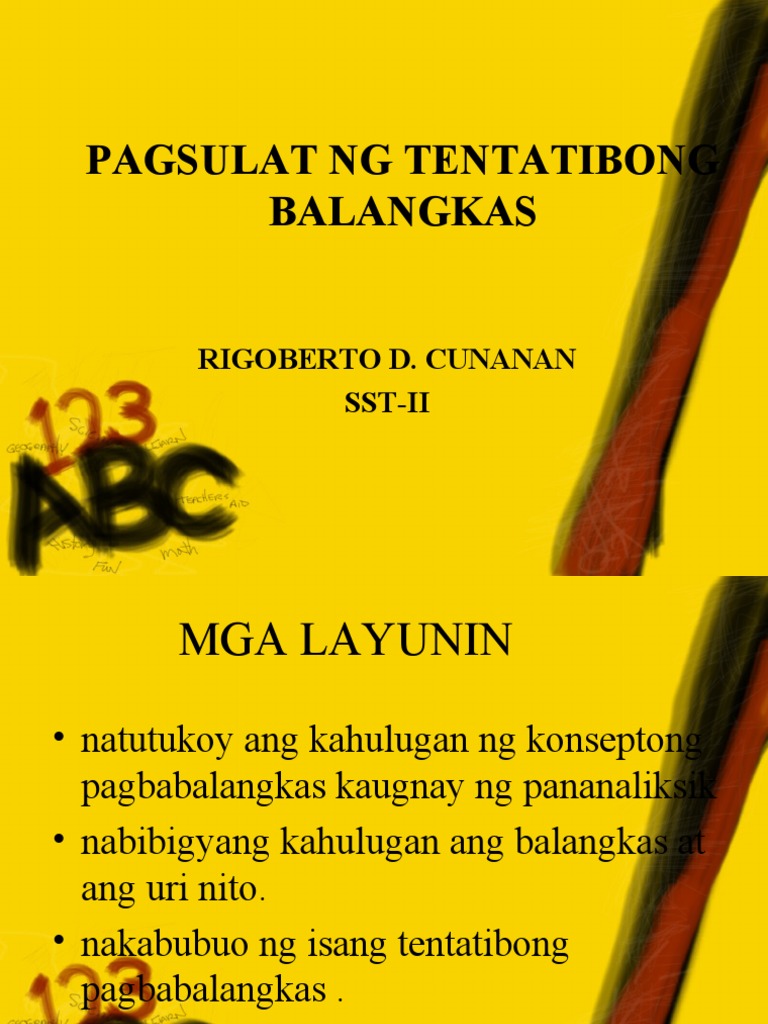 PPT Pagsulat NG Tentatibong Balangkas | PDF PPT Pagsulat NG Tentatibong Balangkas | PDF