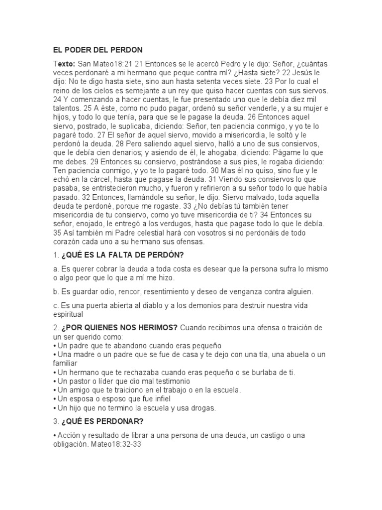 El Poder Del Perdon | PDF | Perdón | Oración