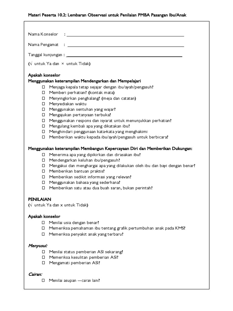 Lembar observasi atau pengamatan | PDF