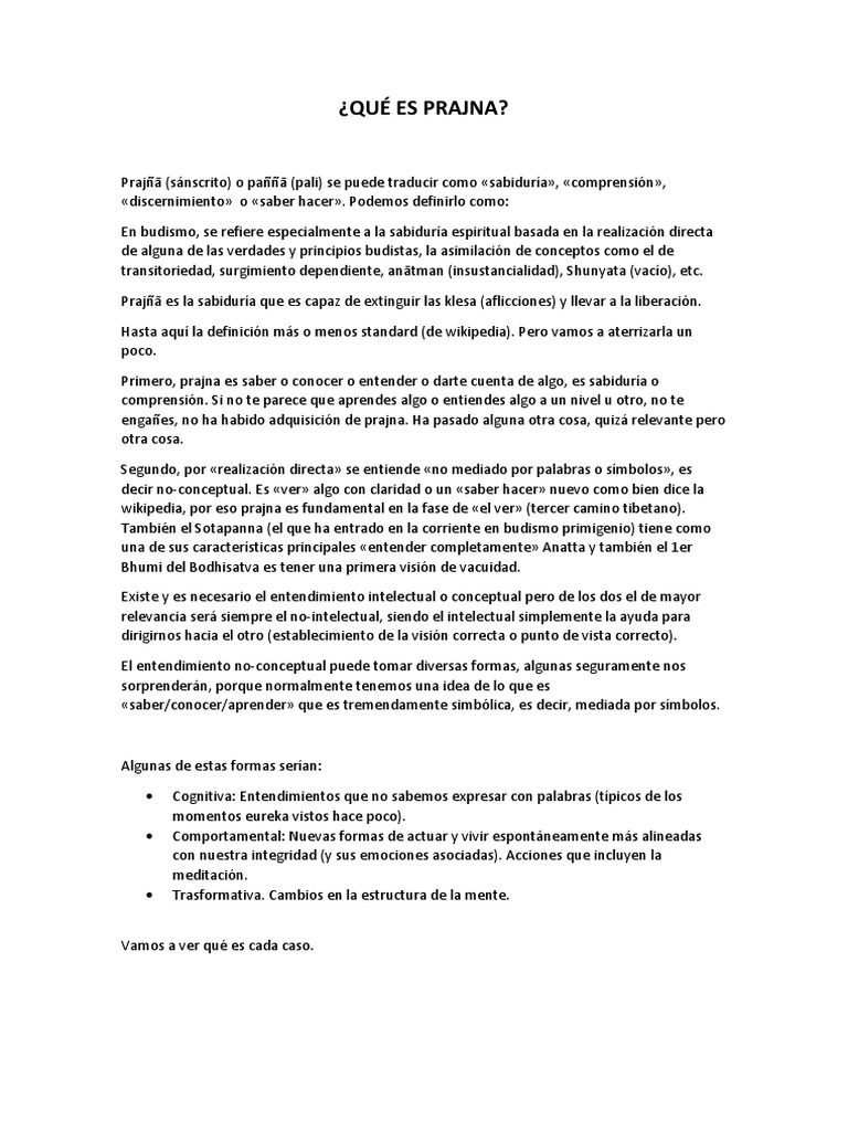 Significado y tipos de Prajna | PDF
