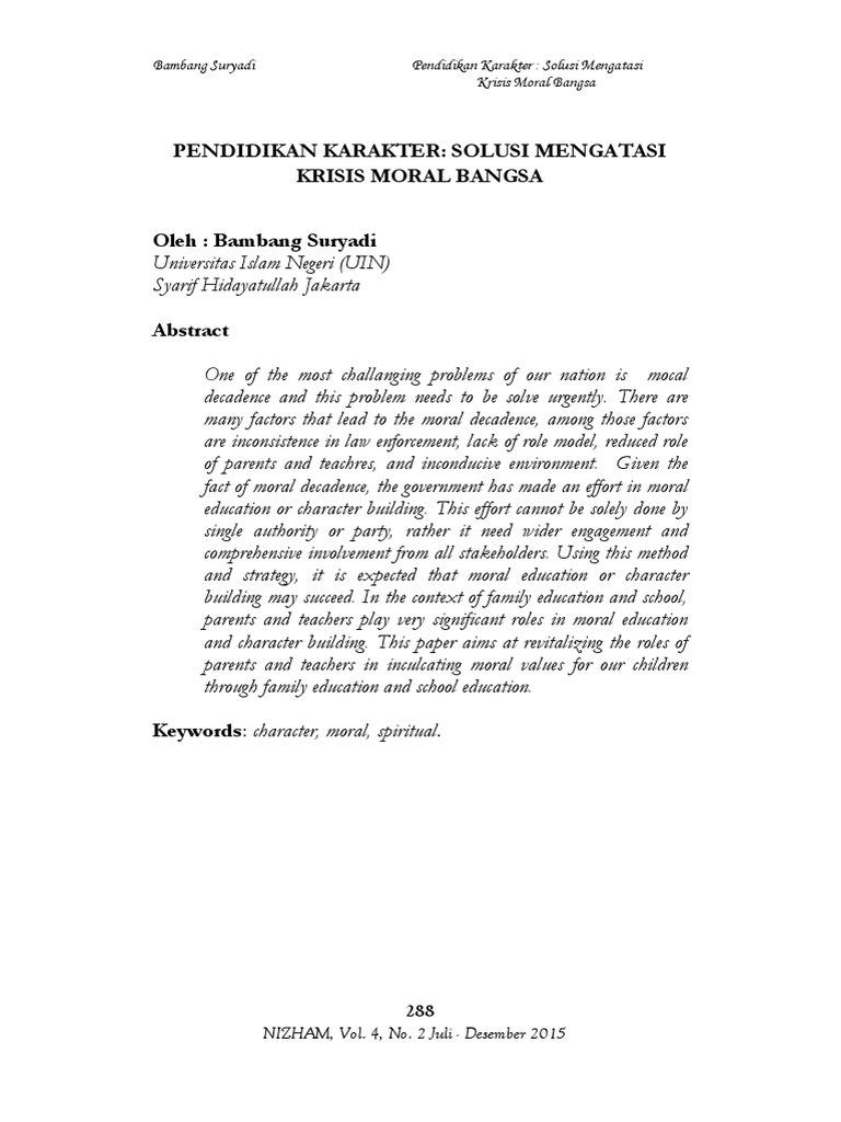 ID Pendidikan Karakter Solusi Mengatasi Kri | PDF