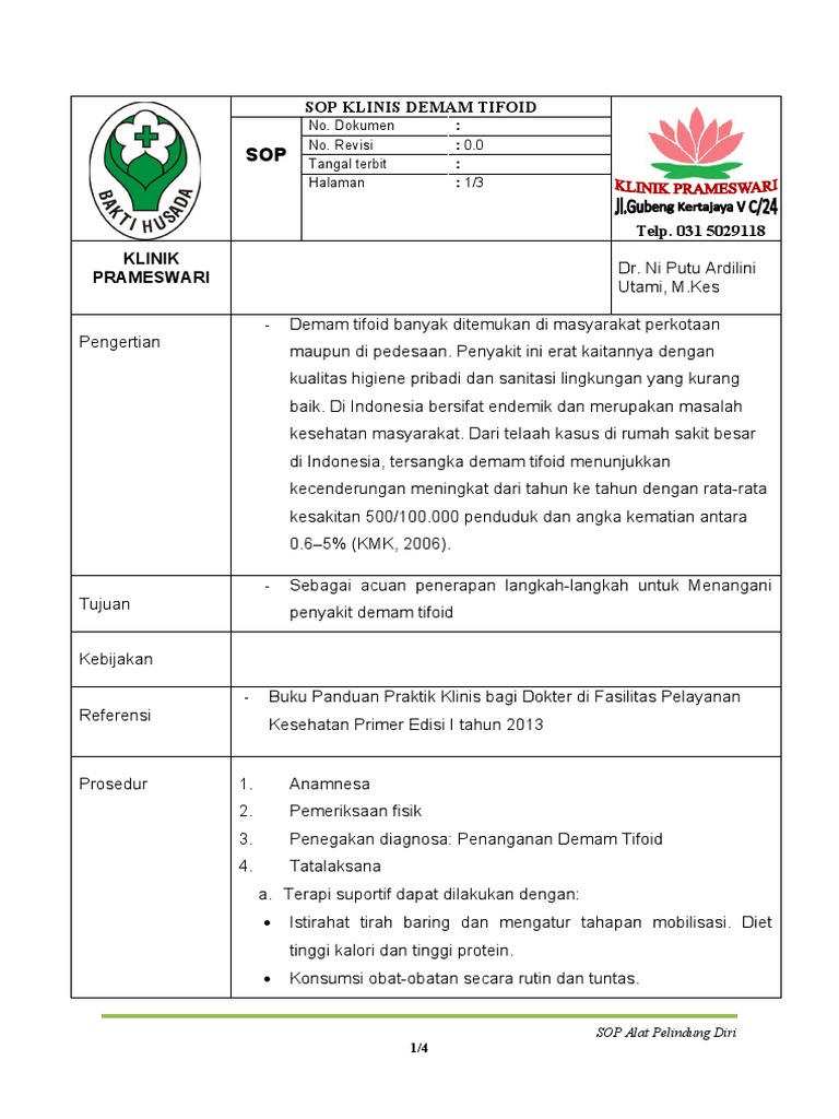 Sop Demam Tifoid | PDF