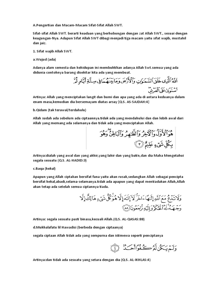 Sifat Allah SWT | PDF