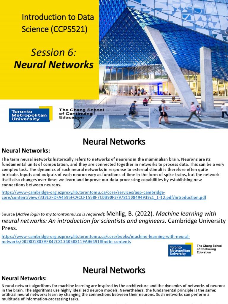 CCPS521 WIN2023 Week07 Neural Networks | PDF
