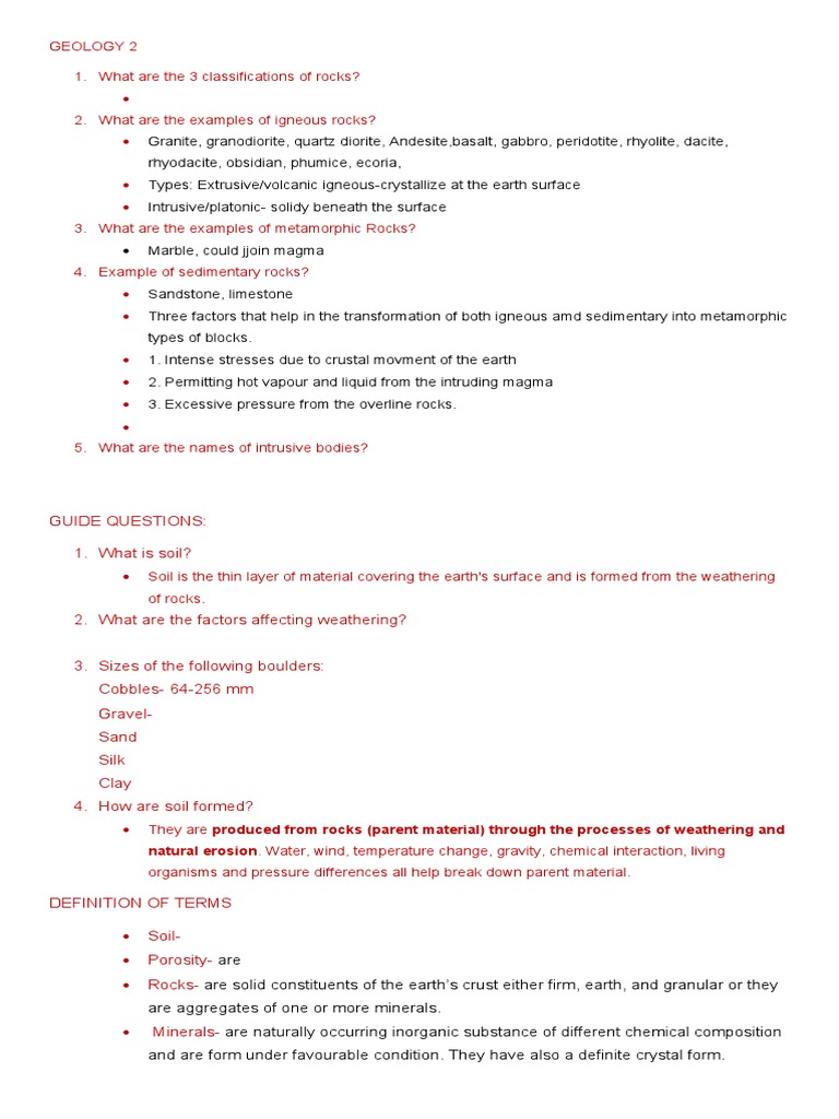 Geology Notes 2 | PDF | Rock (Geology) | Igneous Rock