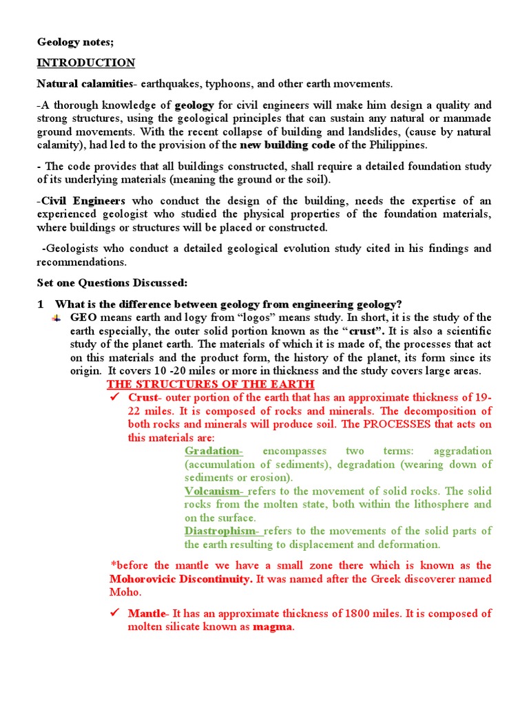 Geology Notes | PDF | Rock (Geology) | Geology