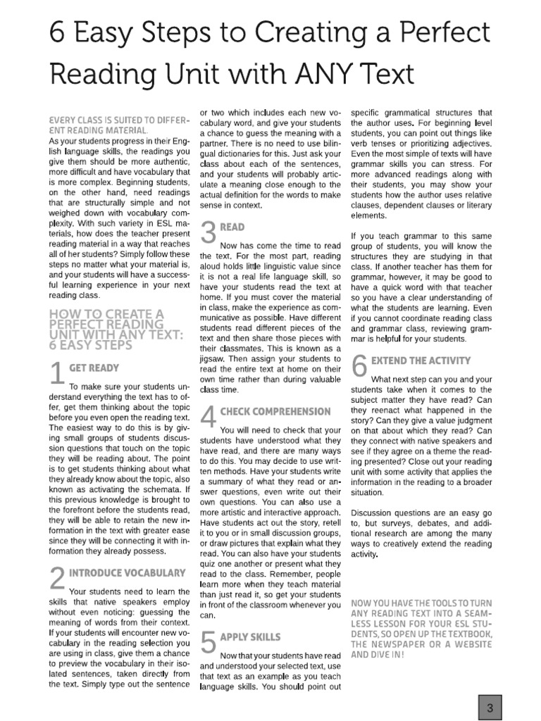 6 Easy Steps To Creating A Perfect Reading Unit | PDF