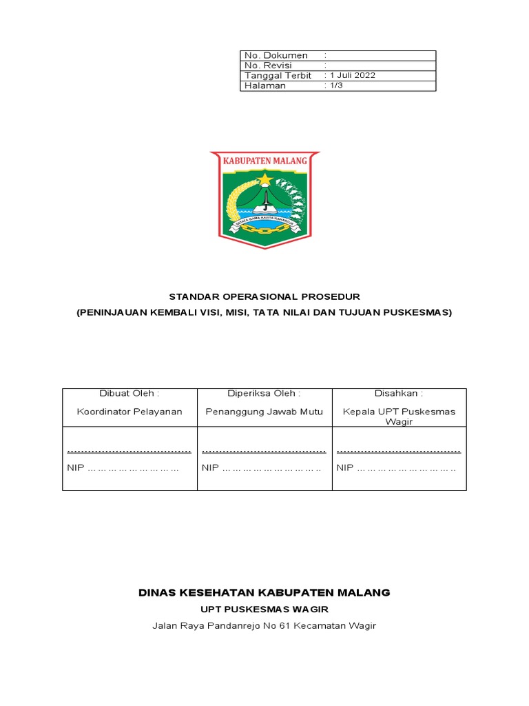 Sop Peninjauan Kembali Visi Mis | PDF
