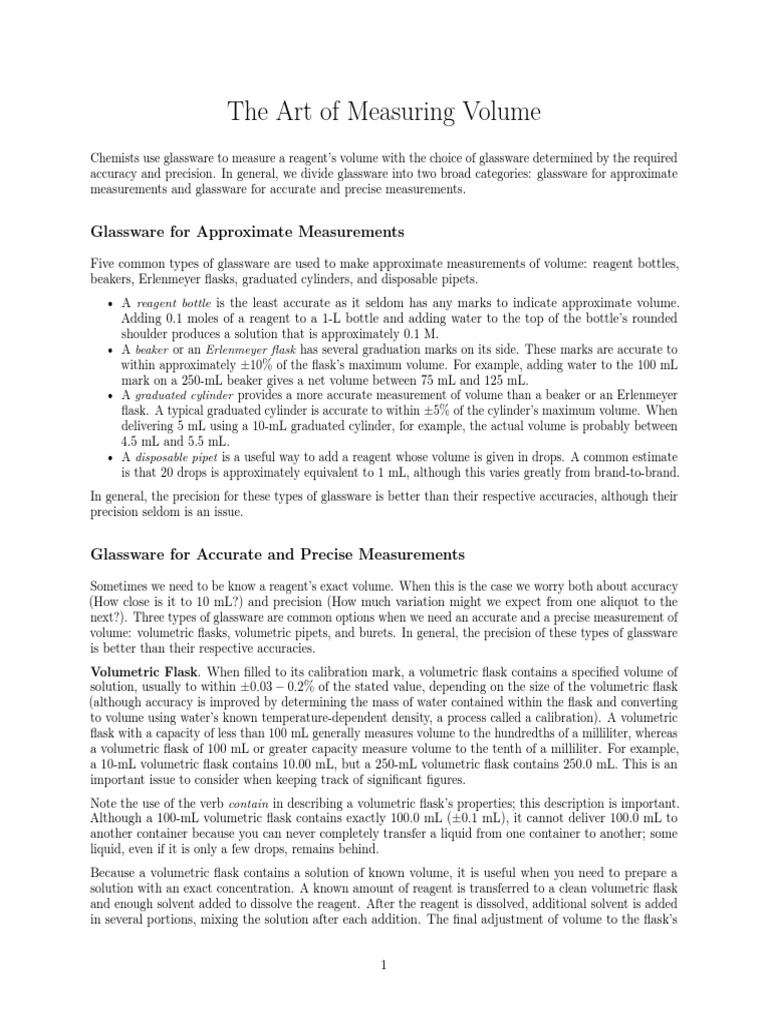The Art of Measuring Volume | PDF | Volume | Metrology