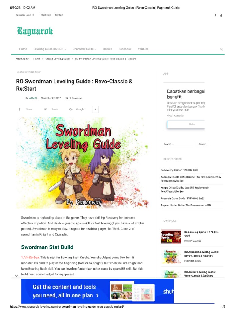 Ragnarok Swordman Leveling Guide | PDF