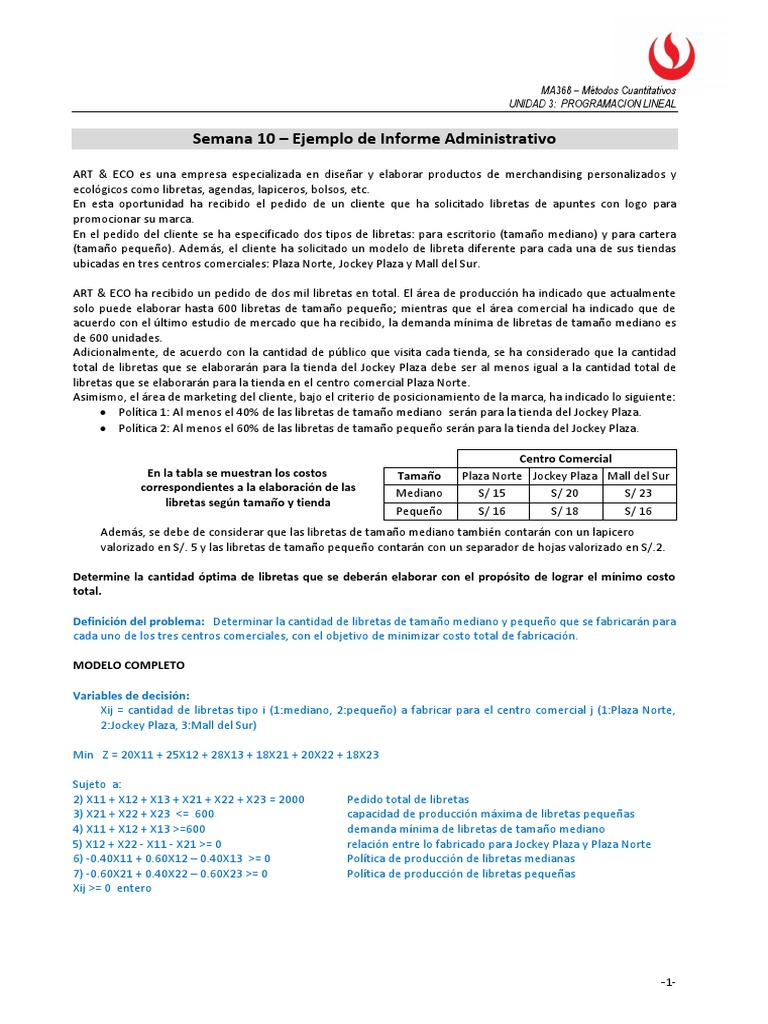 Semana 10 - Ejemplo de Un Informe Administrativo | Descargar gratis PDF ...