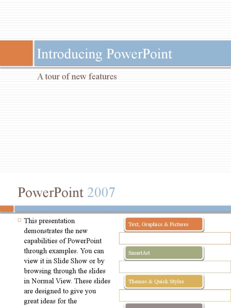 Introducing Powerpoint: A Tour of New Features | PDF | Page Layout | Microsoft Excel
