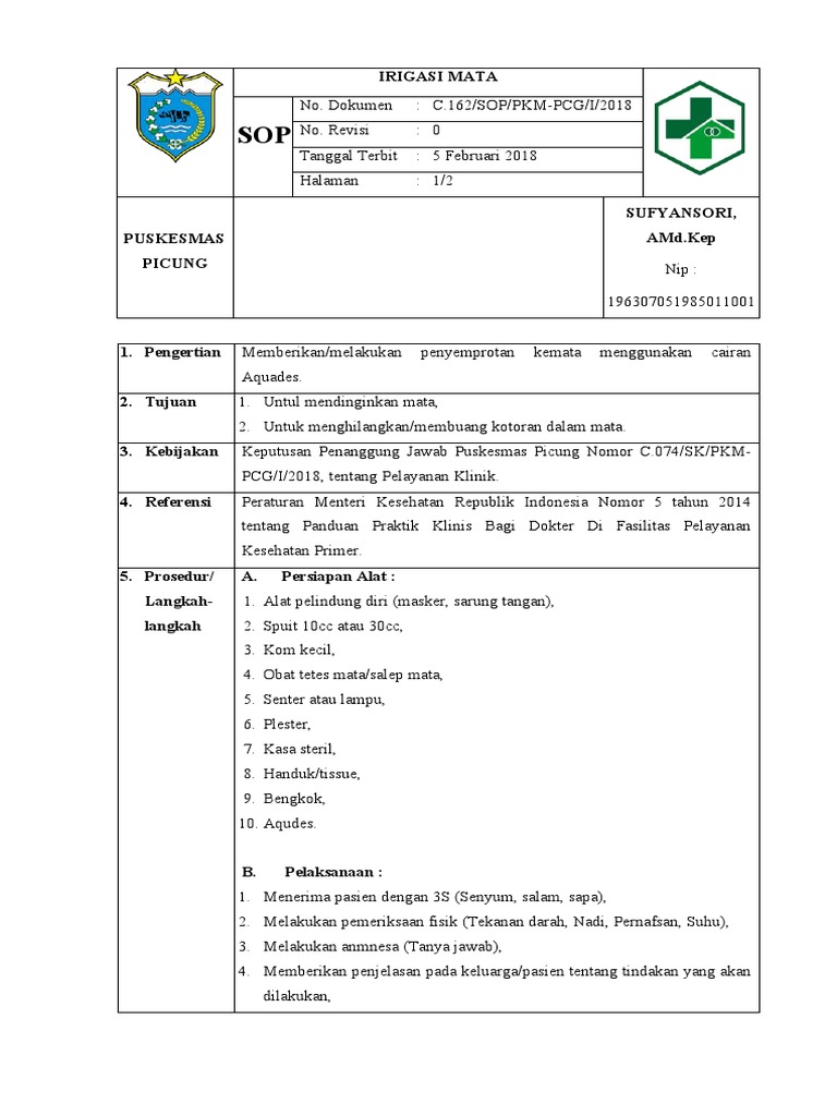 SOP Irigasi Mata (FIX) | PDF