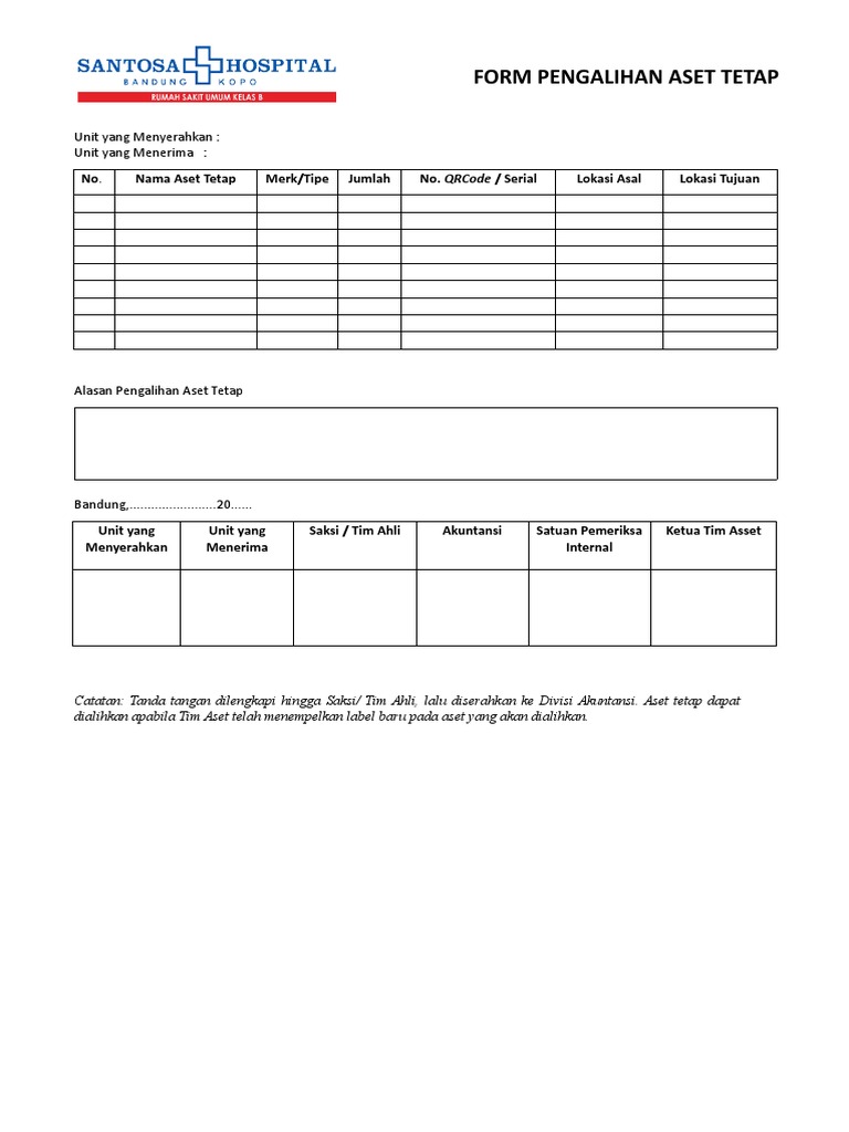 Fixed Form Mutasi Aset Tetap | PDF