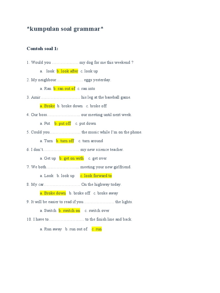 Kumpulan Soal Grammar 1 | PDF