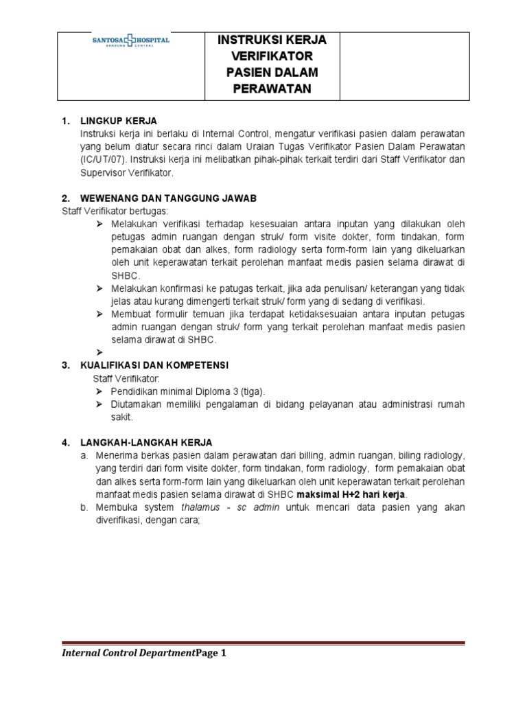 Instruksi Kerja IC Dian | PDF