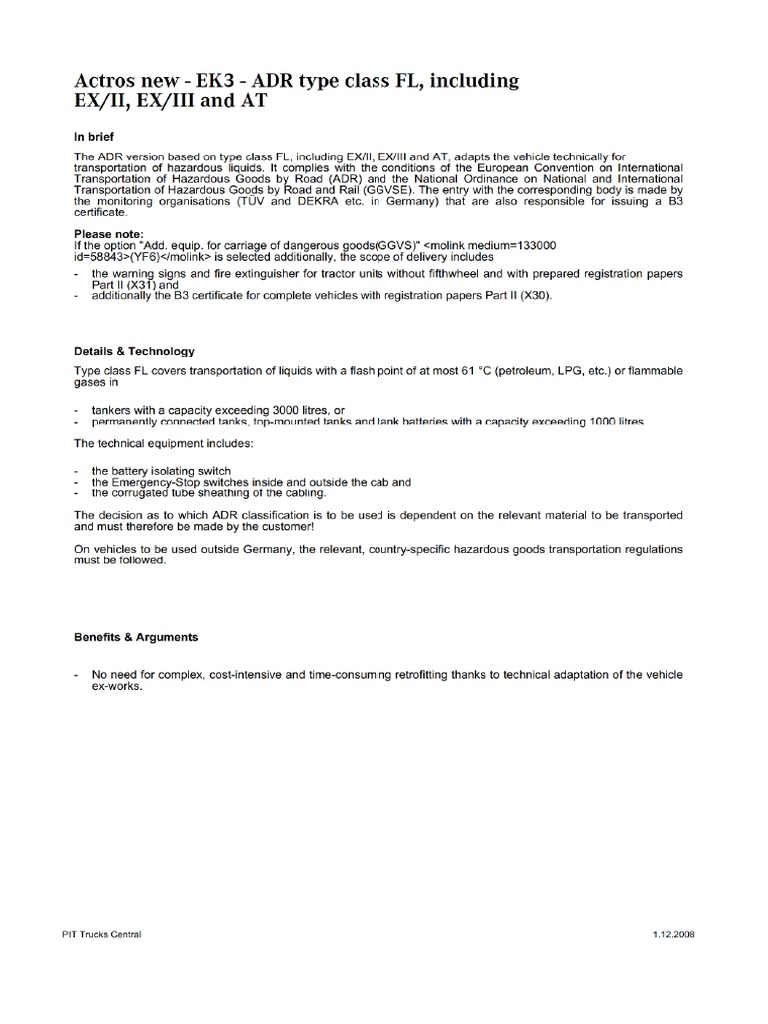 EK3 - ADR Type Class FL | PDF