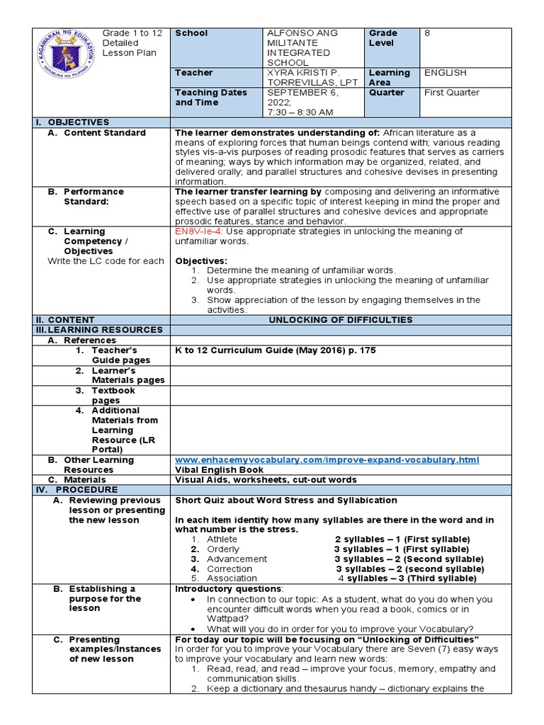 Unlocking Difficulties in Vocabulary Learning | PDF