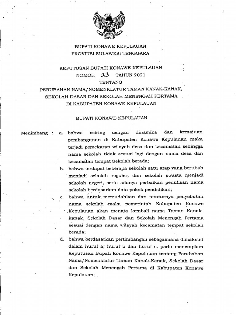 SK Perubahan Nomenklatur Sekolah | PDF