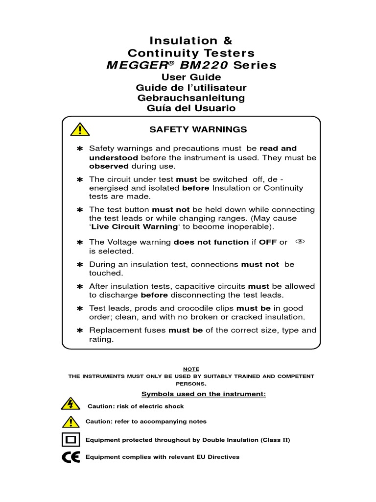 Megger | PDF | Fuse (Electrical) | Insulator (Electricity)