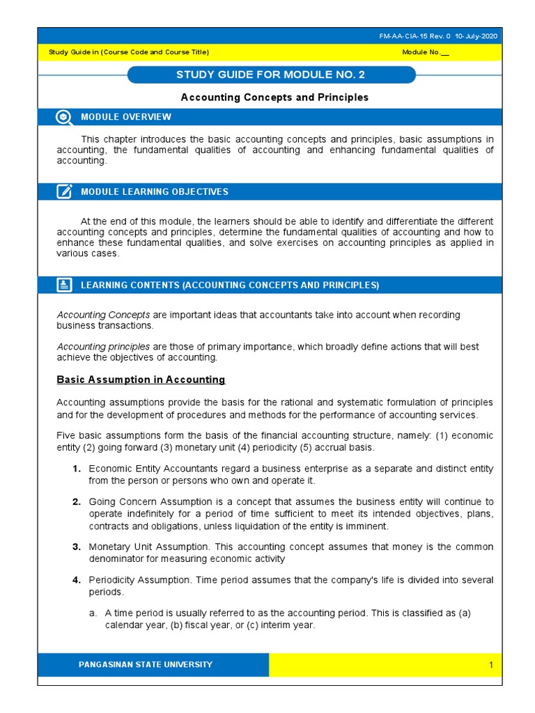 Accounting Concepts and Principles Guide | PDF | Accounting ...