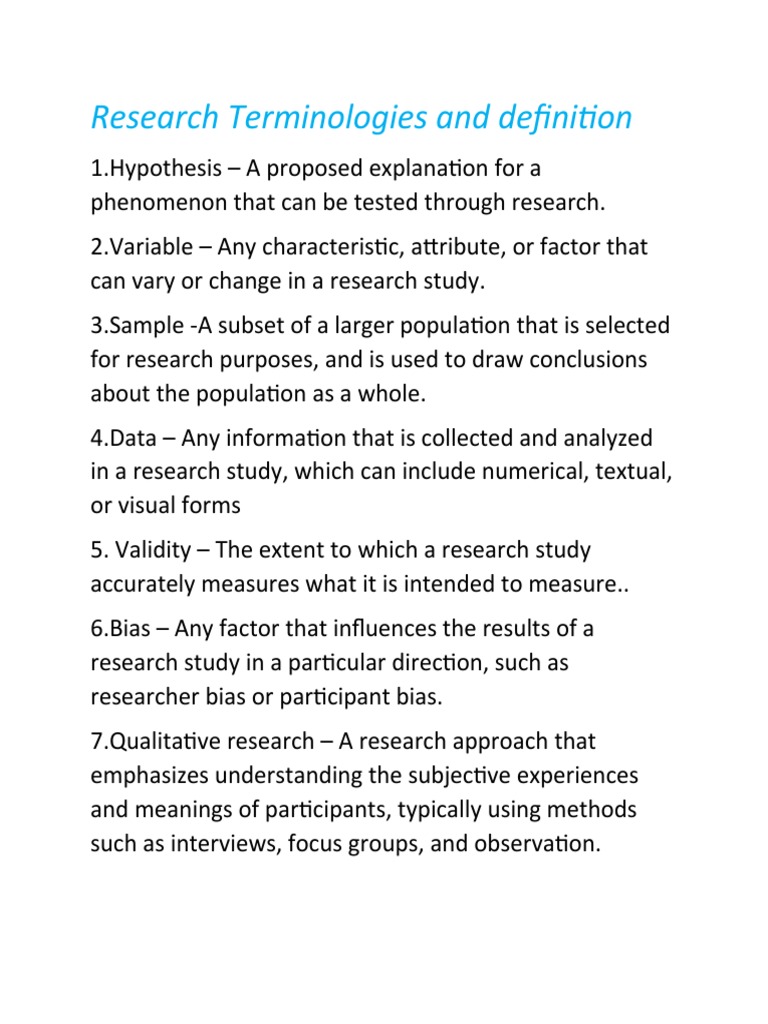 Research Terminologies and Definition | PDF