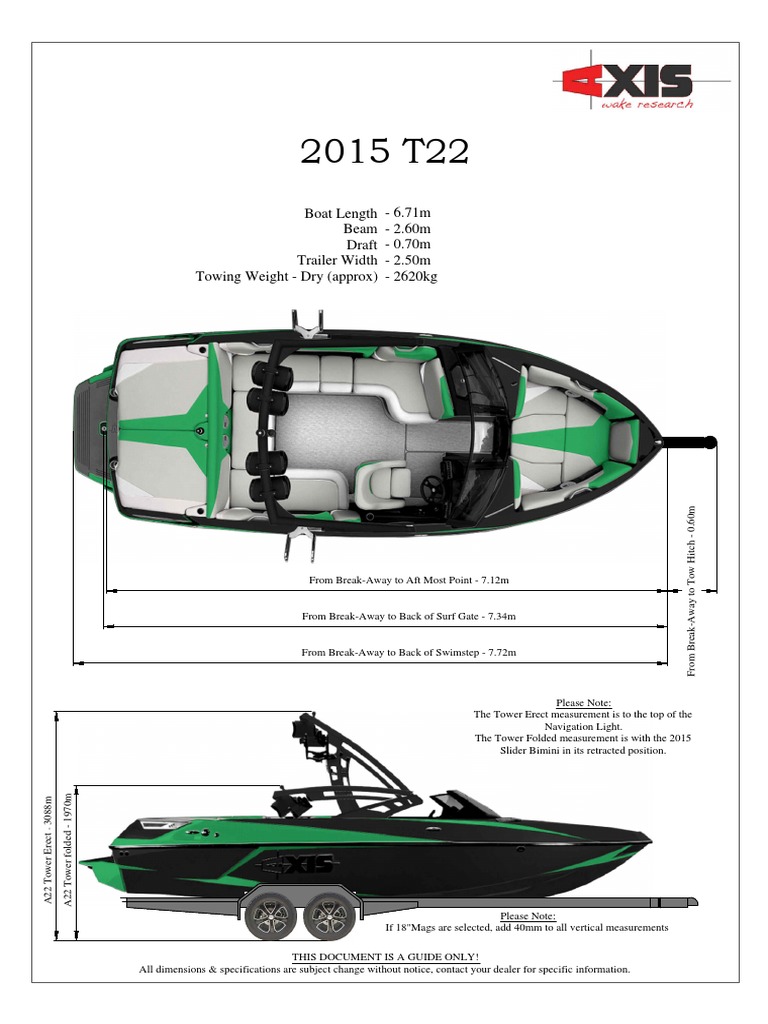 2015 Axis A22 & T22 Specifications Guide | PDF | Land Vehicles | Watercraft
