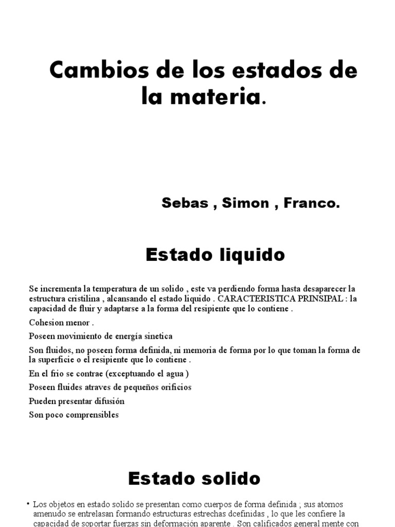 Cambios de Los Estados de La Materia | PDF | Importar | Gases