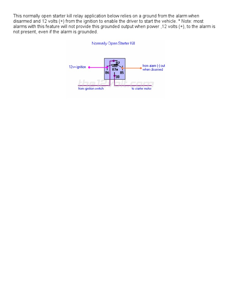How To Wire Relays Starter Kill Normally Open | PDF