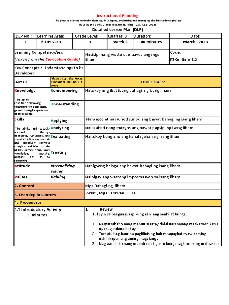 Filipino 3 Week 5 DLP | PDF