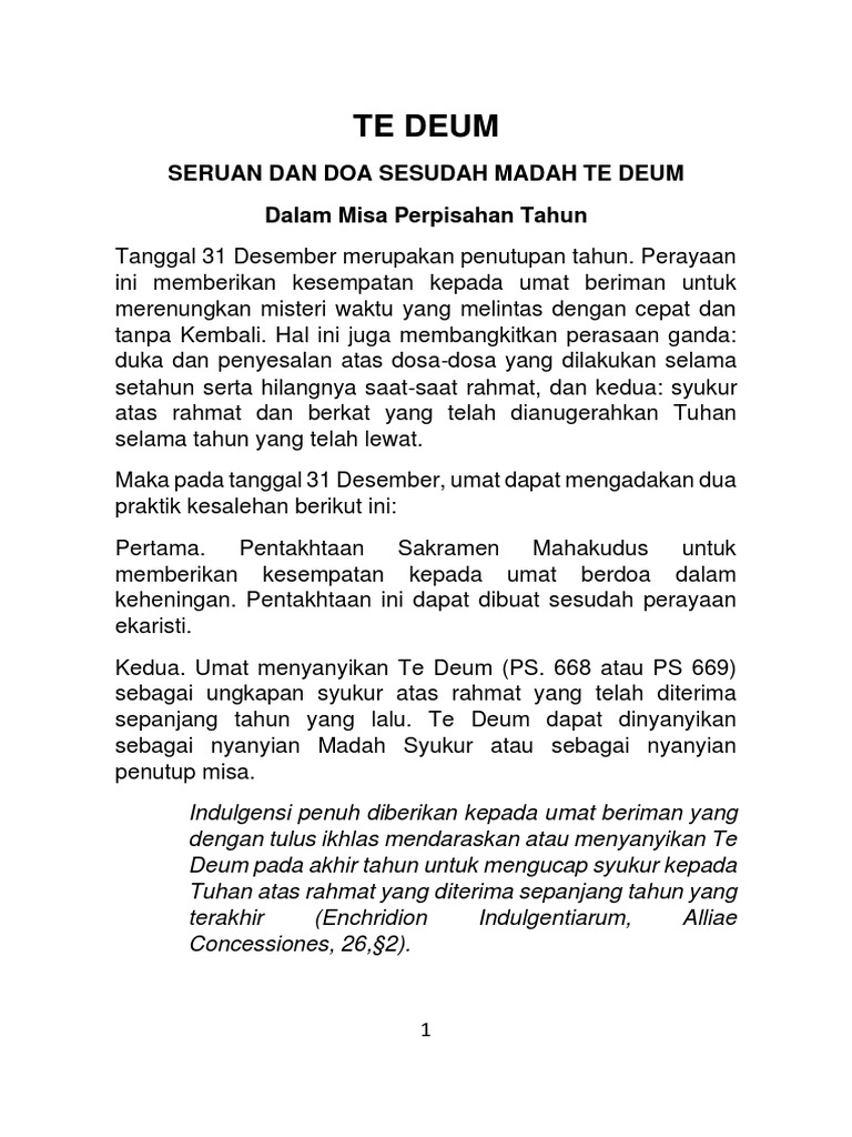 Te Deum Dan Veni Creator | PDF