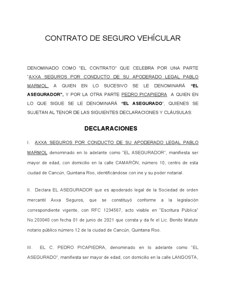 Contrato de Seguro Mercantil. | PDF | Daños y perjuicios