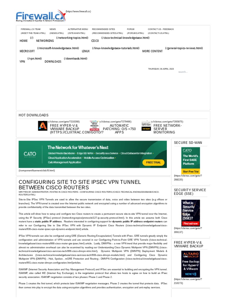 Configuring Site To Site IPSec VPN Tunnel Between Cisco Routers | PDF | Virtual Private Network ...