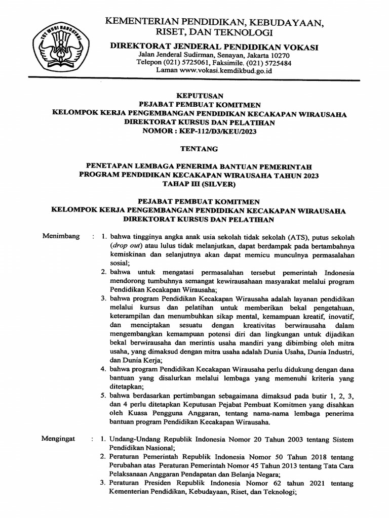 Kep-112 D3 Keu 2023 | PDF