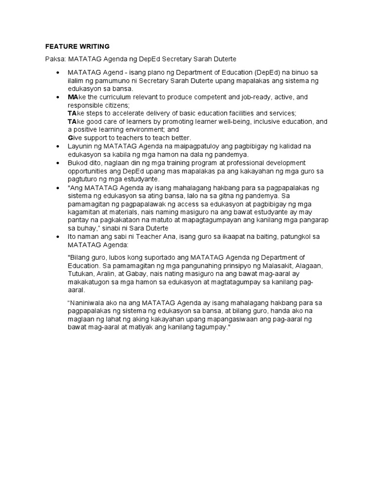 Feature Writing | PDF