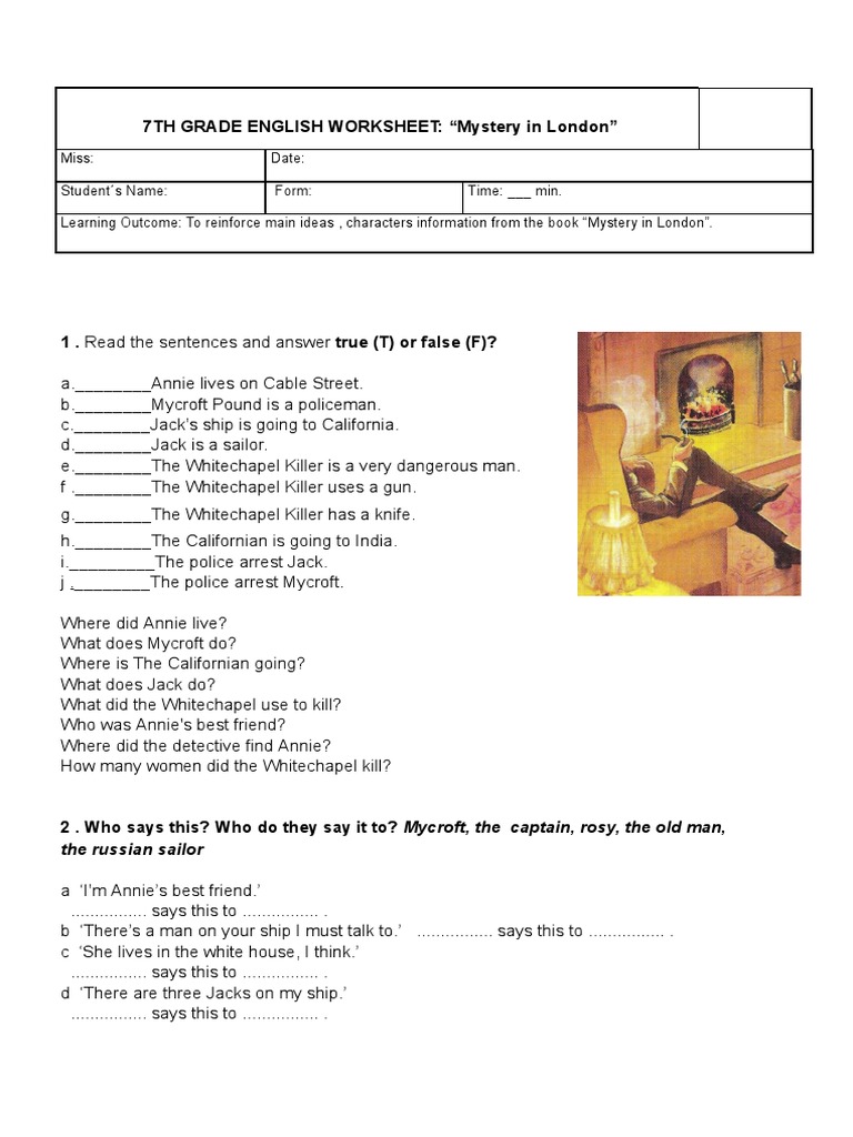 MYSTERY IN LONDON WORKSHEET | PDF