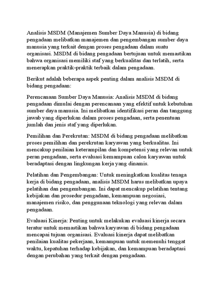 Analisis MSDM 2 | PDF