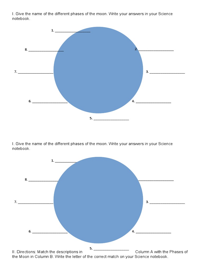 Phases of The Moon Worksheet | PDF | Scientific Observation | Periodic ...