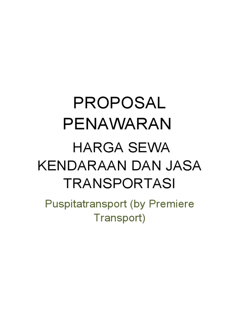 PROPOSAL PENAWARAN HARGA SEWA Kendaraan & Jasa Transportasi | PDF