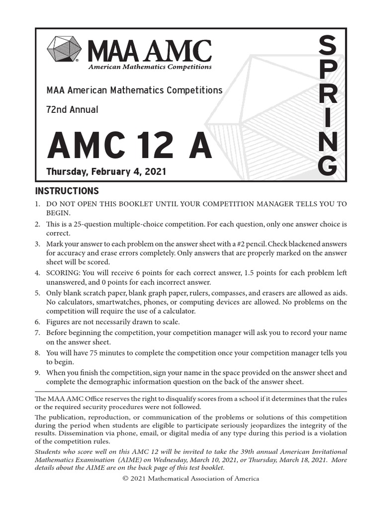 T2.2021 Amc - 12a TV Ta | PDF | Multiplication | Ellipse