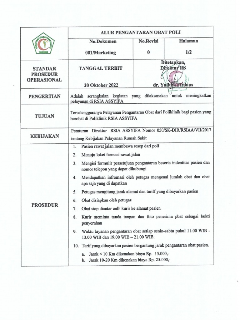 SPO Pengantaran Obat | PDF