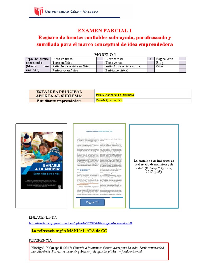 Examen Parcial 1 | PDF | Anemia