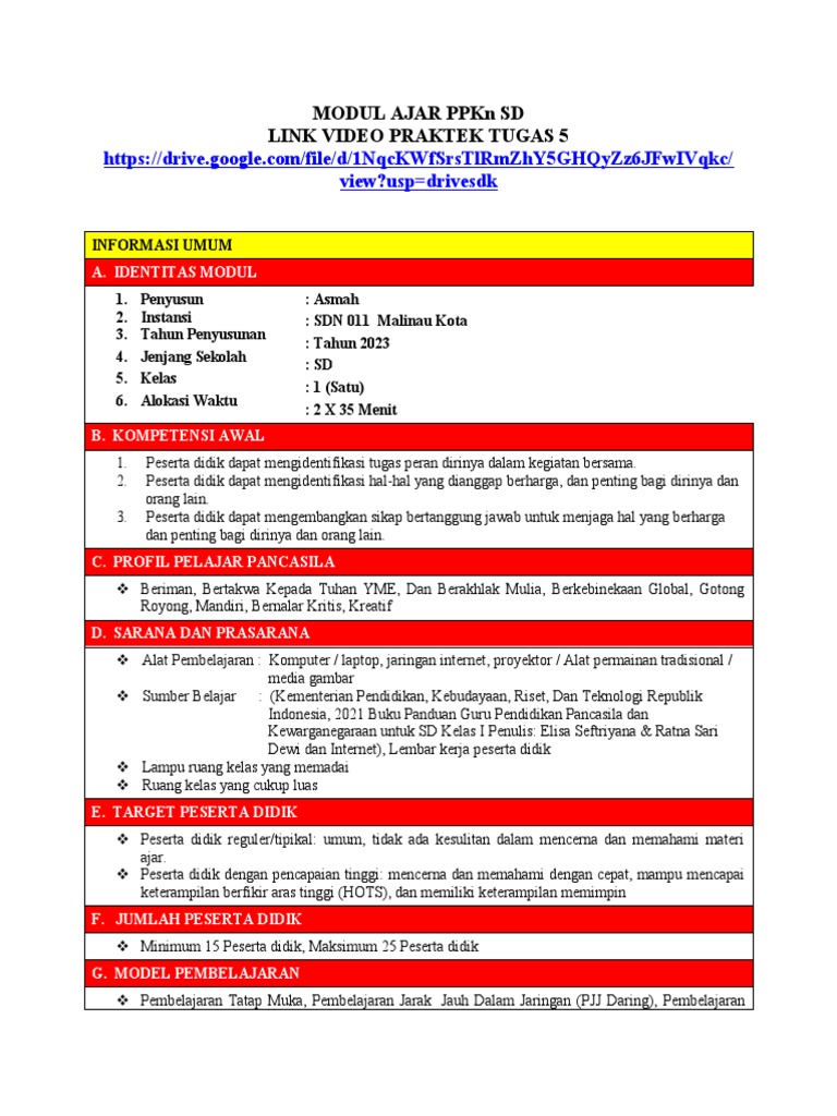 MODUL AJAR PPKn SD | PDF
