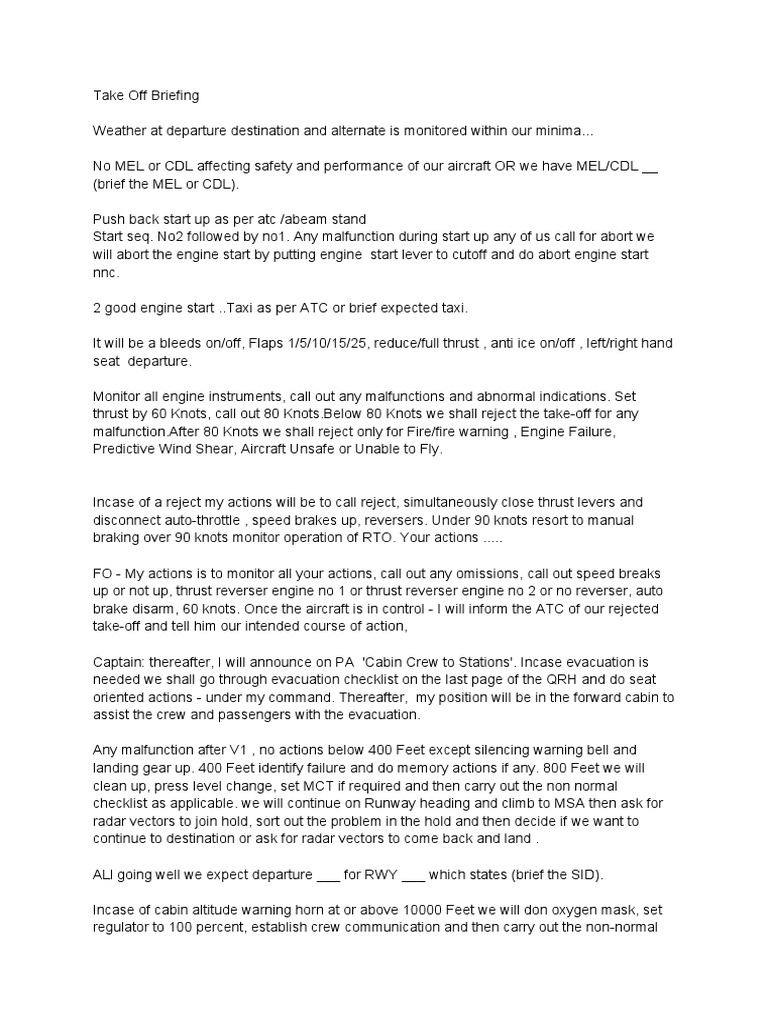 Takeoff Briefing ALT 737NG | PDF | Takeoff | Instrument Flight Rules