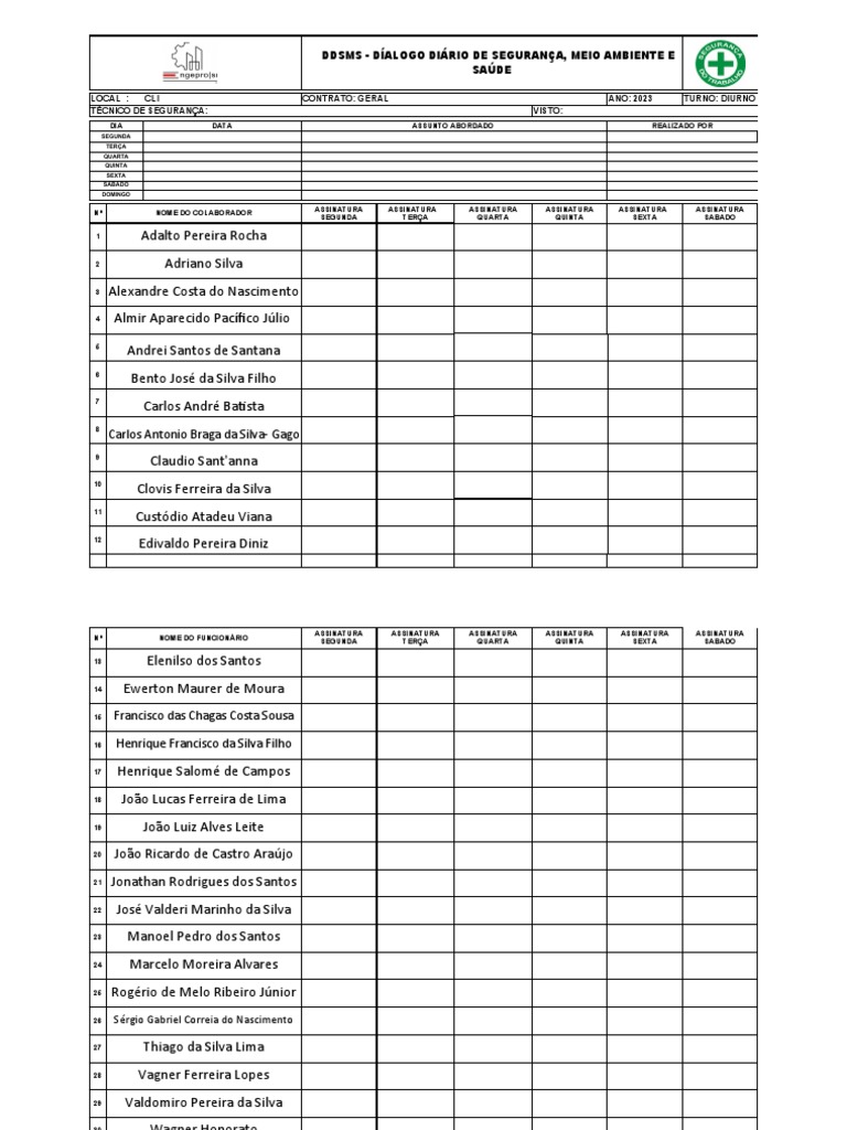FORMULÁRIO DE DDS - GERAL Rumo | PDF